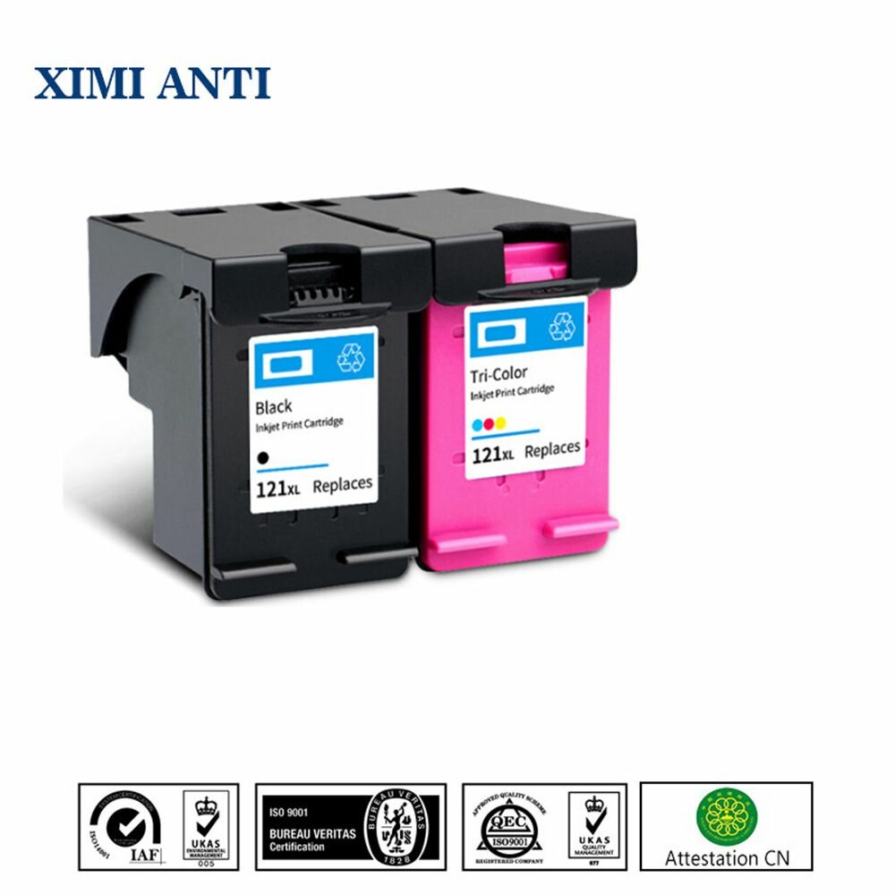 Замена картриджа XIMI ANTI 121XL для HP121 / HP F2483 / HP 121 XL для принтеров Deskjet D2563 F4283 F2423 F2483 F2493 F4213 F4275(Чёрный/1, цветной/1)