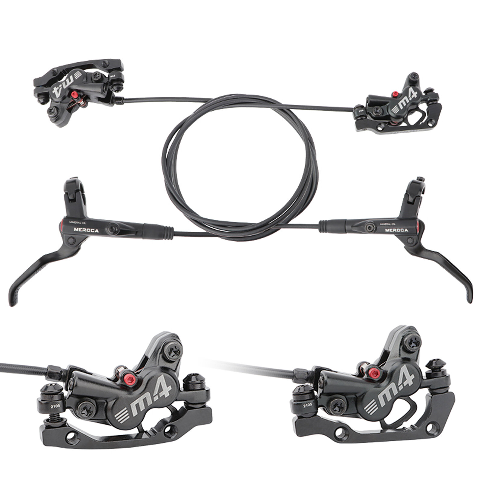 Гидравлические дисковые тормоза MTB с 4 поршнями, для велосипедов с рулем 22.2 мм, двухсторонняя тормозная система