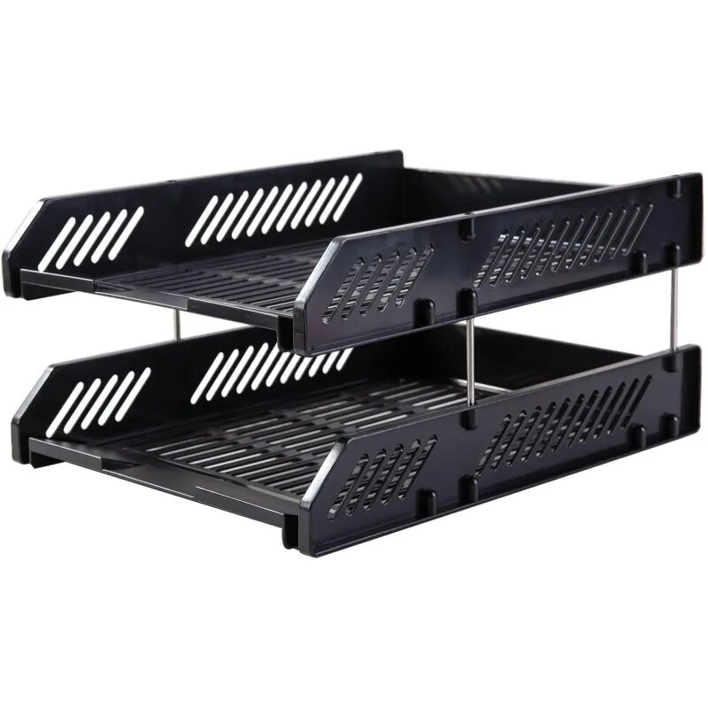 Лоток горизонтальный для бумаг Deli E9208 набор 2шт на металл. стерж черный 1696469