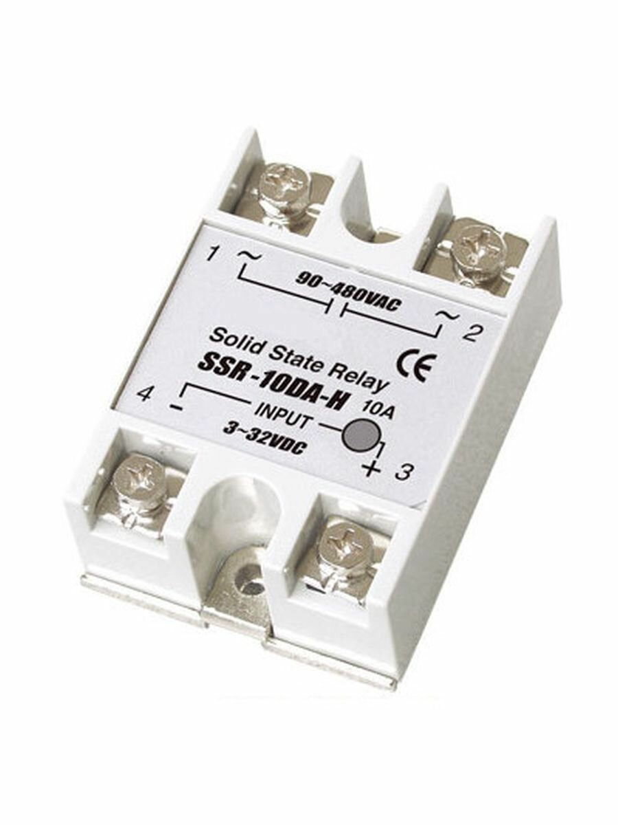 Твердотельное реле SSR-10DA-H 10А, 3-32В DC, контроль 90-480В АС