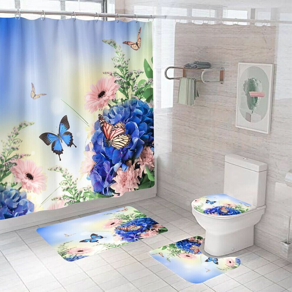 Наборы занавесок для душа коврик для ванной бабочка крышка унитаза