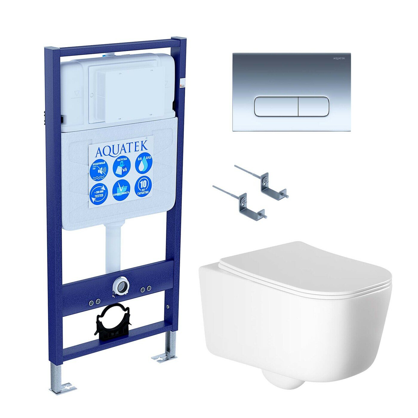 Унитаз с инсталляцией Акватек Лугано SET AQUATEK ЛУГАНО-017 4в1