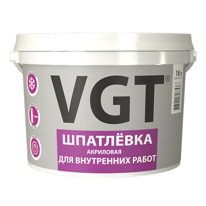 Шпатлевка акриловая для внутренних работ VGT (18кг)