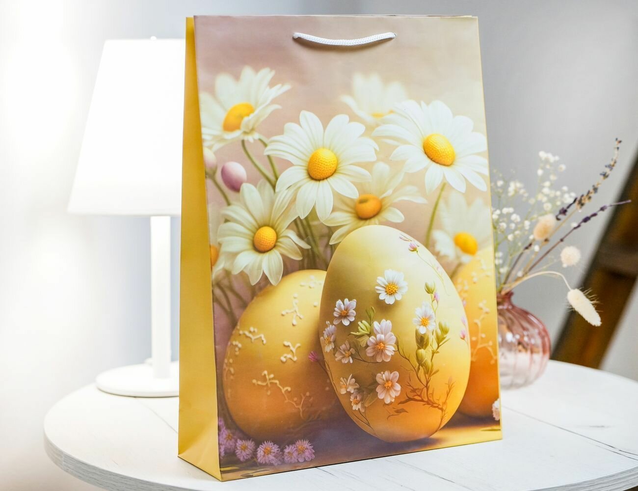 Подарочный пакет светлый день И ромашки, бумага, 34х25 см, Koopman International APF806360-1