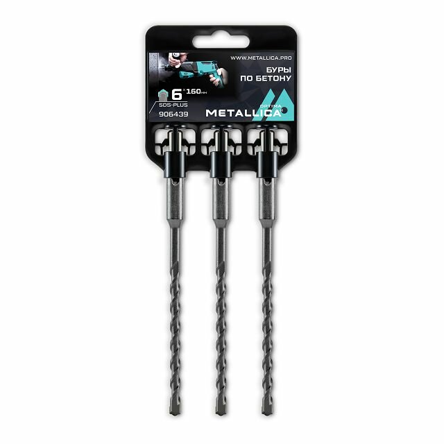 METALLICA Optima SDS-plus бур по бетону 6х160/100 мм 3 шт для ударной дрели по бетону