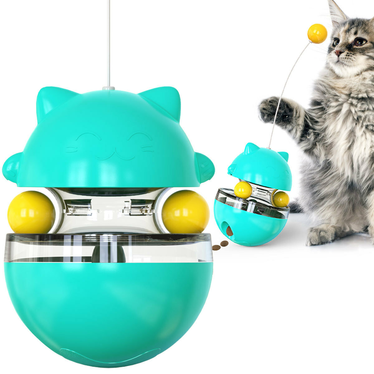Lucky Cat Кошачий мяч (Голубое озеро) Игрушки для кошек Качающийся стакан, протекающий мяч для еды