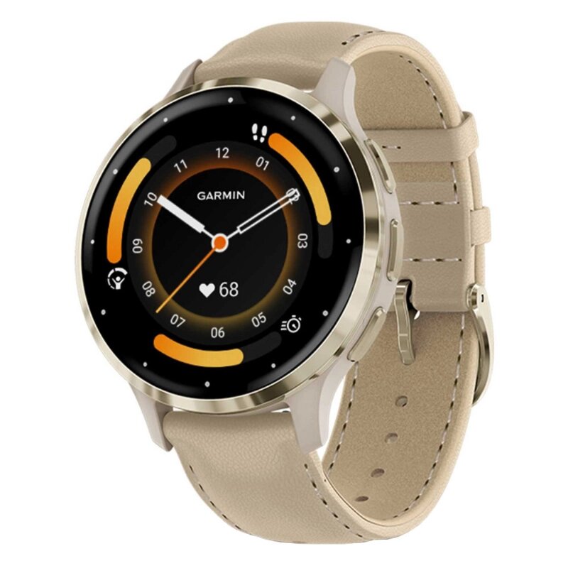 Умные часы Garmin VENU 3S, Soft Gold French Gray Leather Band (010-02785-55)