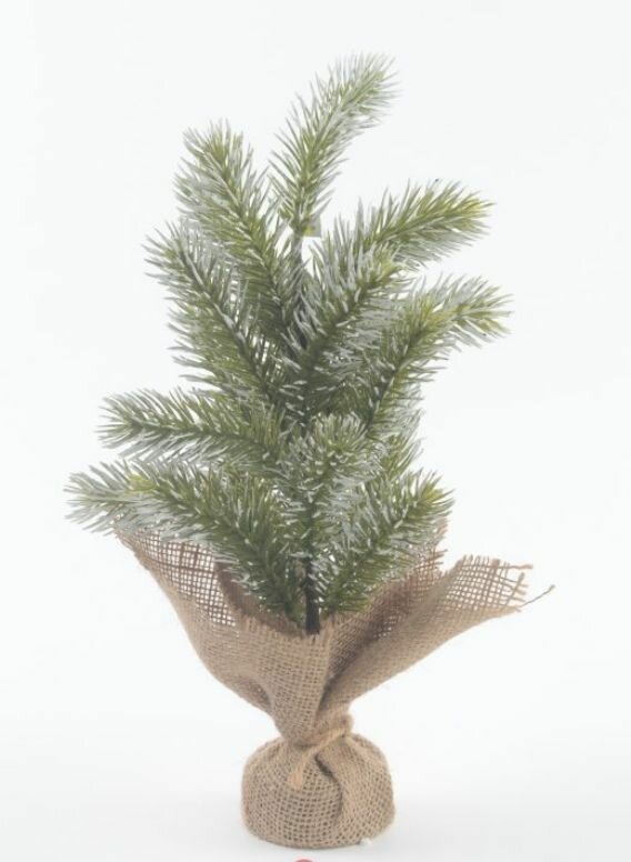 Елка искусственная с эффектом "иней", литая, на подставке, высота 30 см