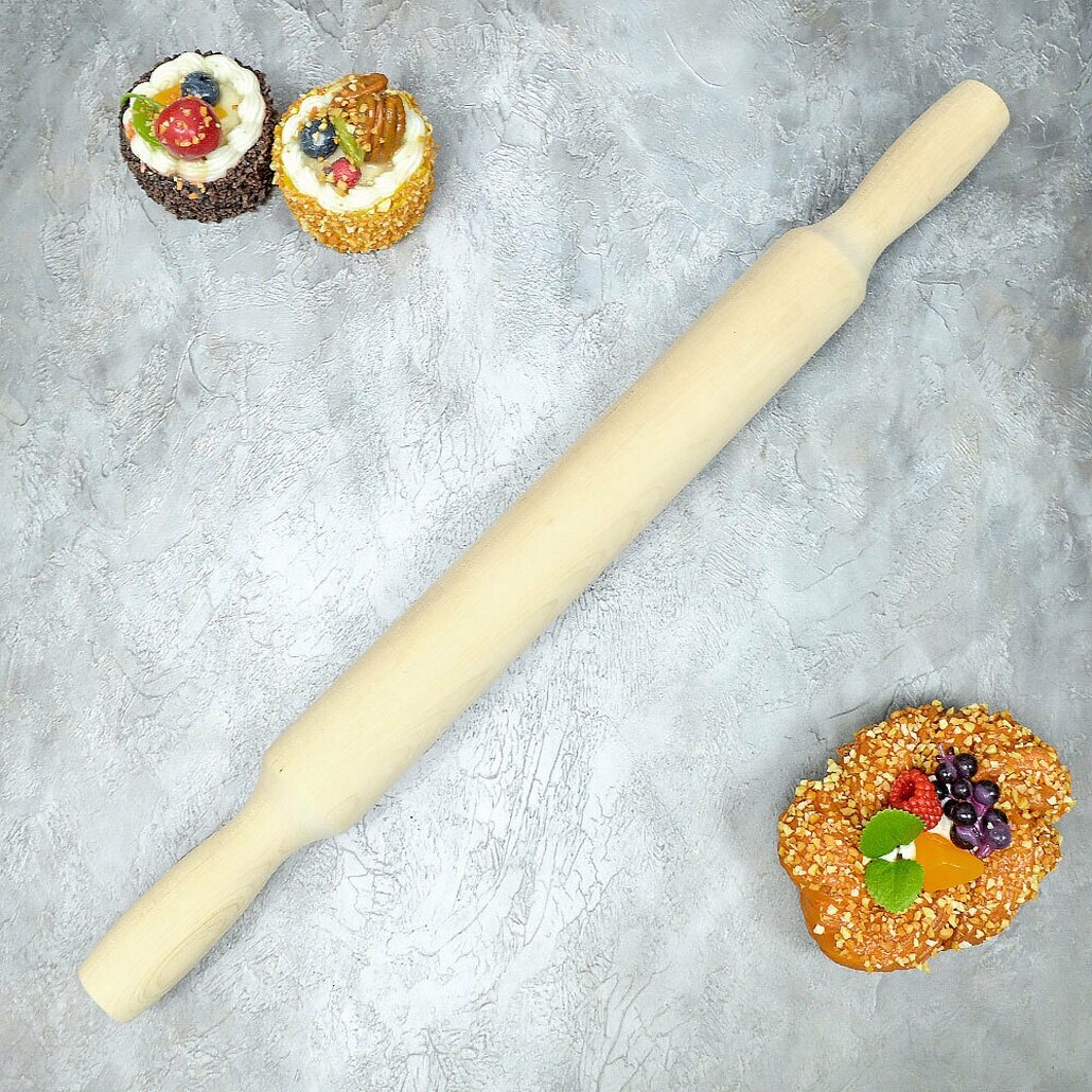 Скалка деревянная 50см из березы, удобная и практичная для кухни