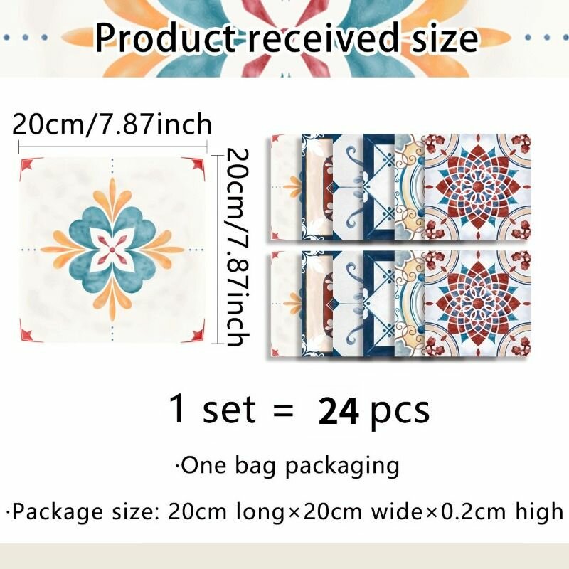 20х20 см плитка самоклеящаяся глянцевая ПВХ панели для стен декор для дома на кухню, в ванную, гостиную, коридор 24 шт