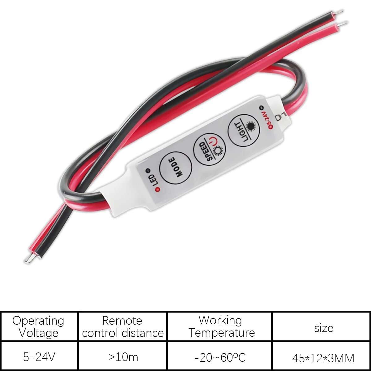 Сверхмощный одноцветный светодиодный контроллер — 3-кнопочный диммер для 5050 полосок с динамическими эффектами