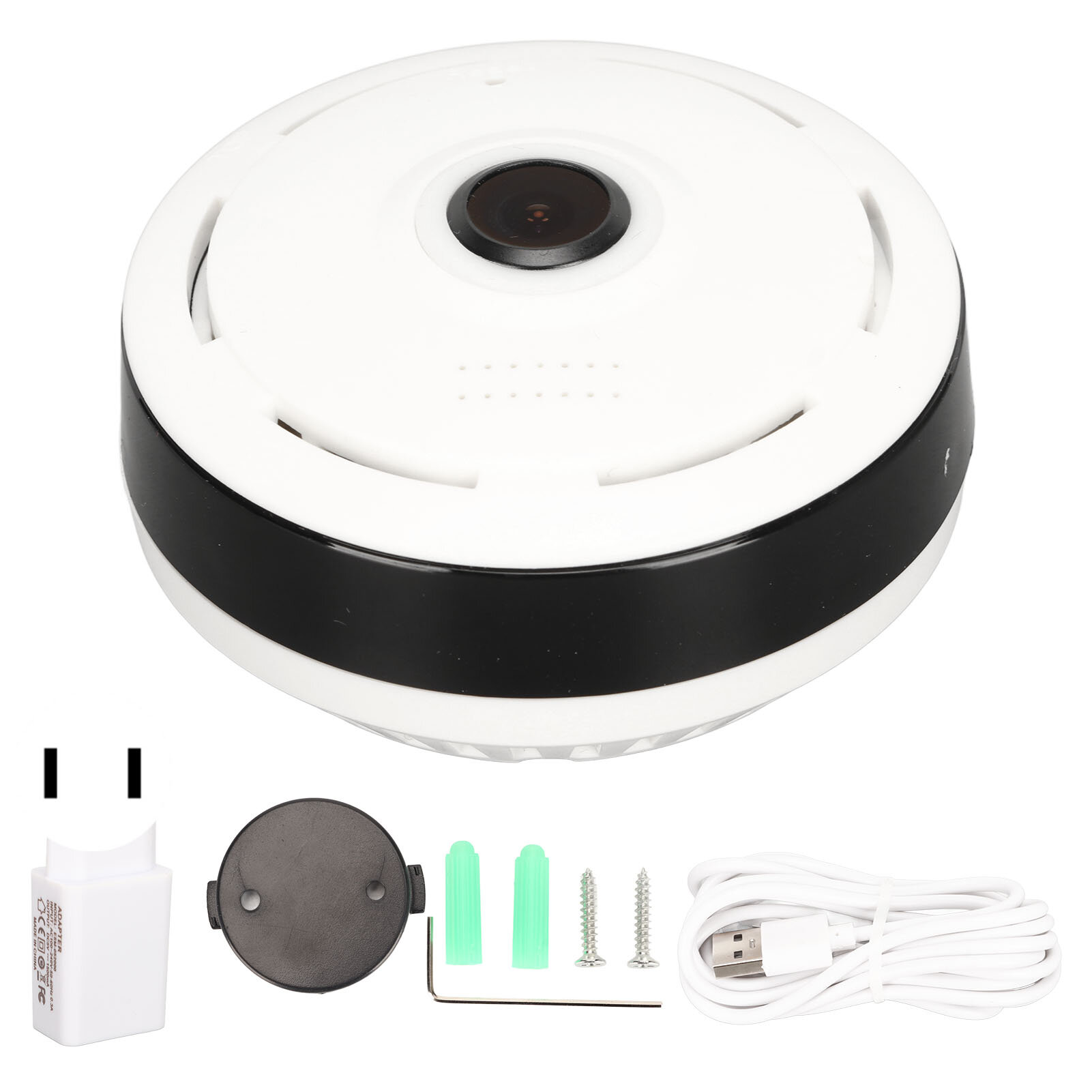 Fisheye 360-градусная панорамная веб-камера с Wi-Fi, ночным видением и функцией обнаружения движения, двусторонней аудиосвязью