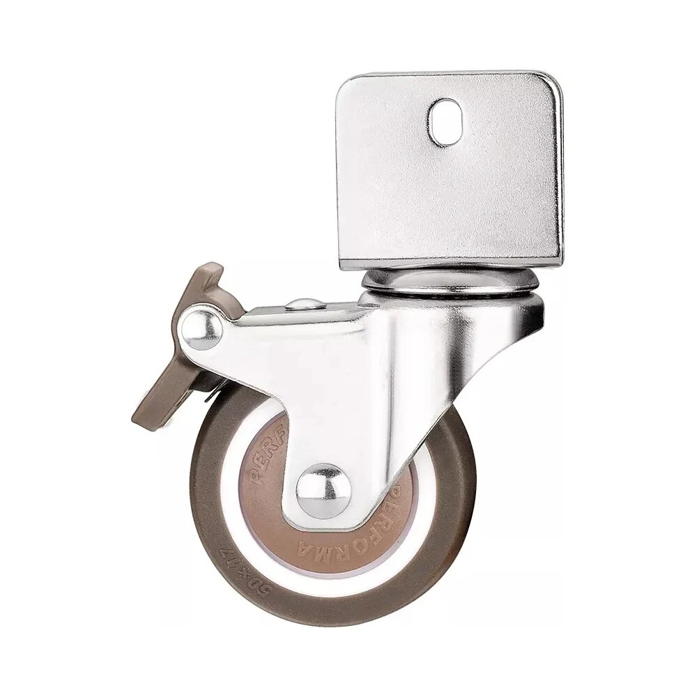 EMMET Комплект мебельных колес со стопором / п-образная пята 17мм в комплекте 4 шт (коричневый) E1122-ПК