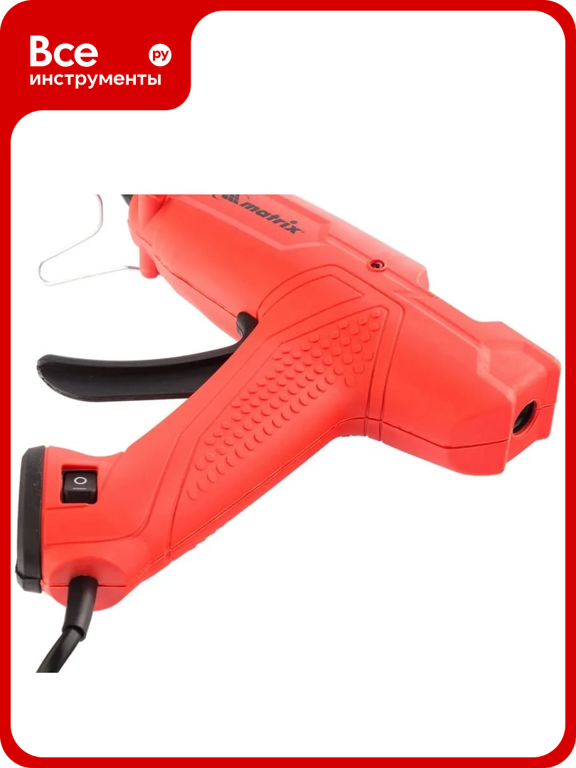 Клеевой пистолет MATRIX 93007, для бытовых полупрофессиональных нужд мелкого ремонта упаковки, металлический, 18 г