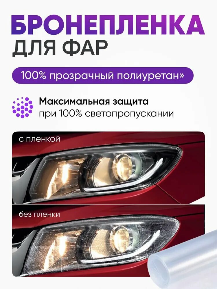Бронепленка для фар, полиуретановая пленка для фар авто 150 * 30 см