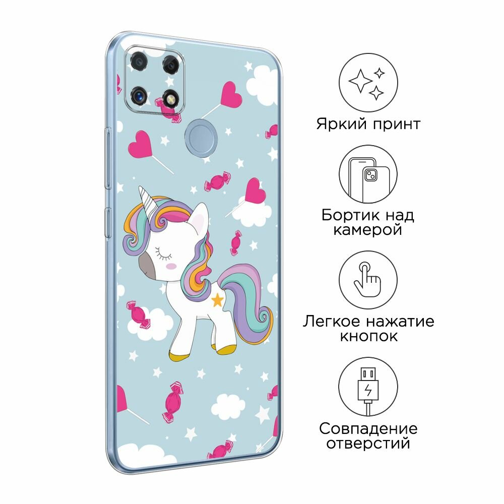 Чехол на Realme C25/C25s / Реалми С25/C25s с принтом "Сладкий единорожек" — фото 1