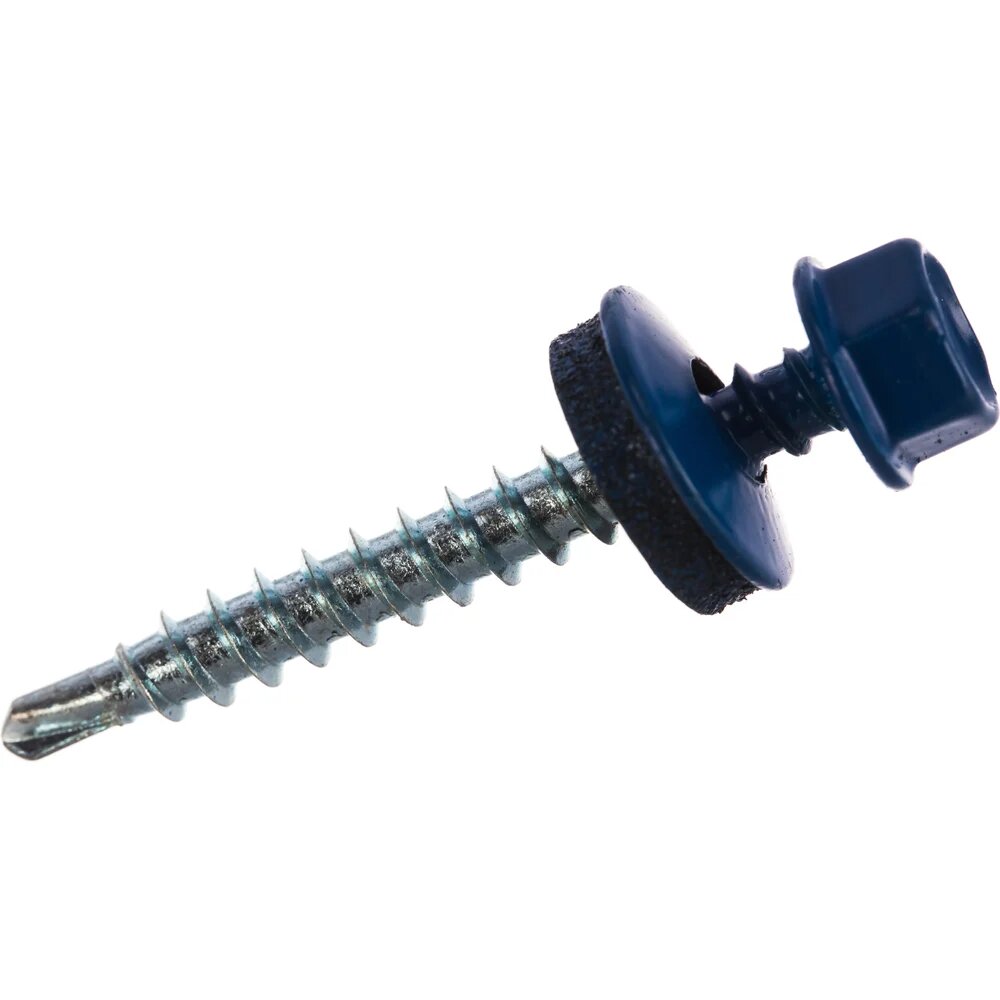 Качественный крепеж Саморез кровельный синий 4,8\38 RAL 500575 75 шт 0300153 КЧ