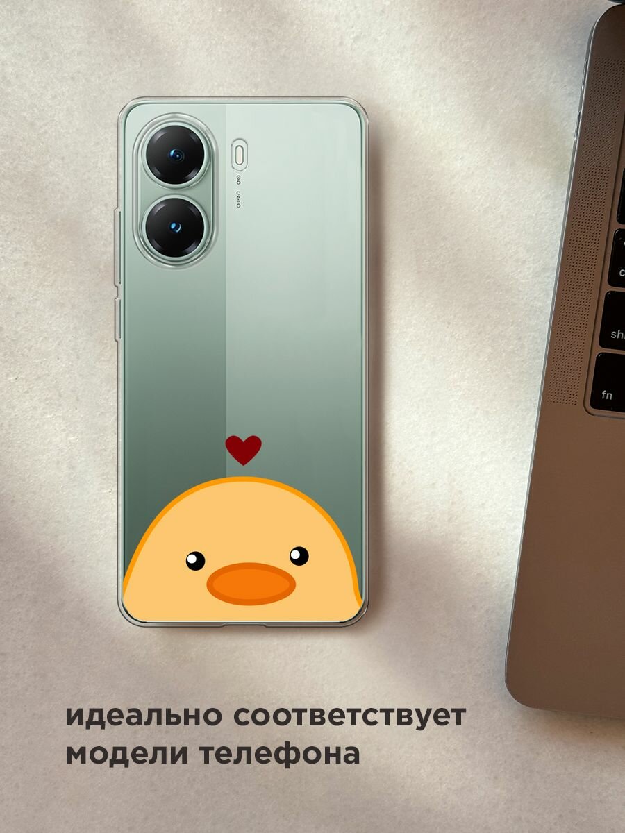 Чехол на Poco X7 Pro / Поко X7 Про с принтом "Влюблённая уточка - 14 февраля", прозрачный — фото 1