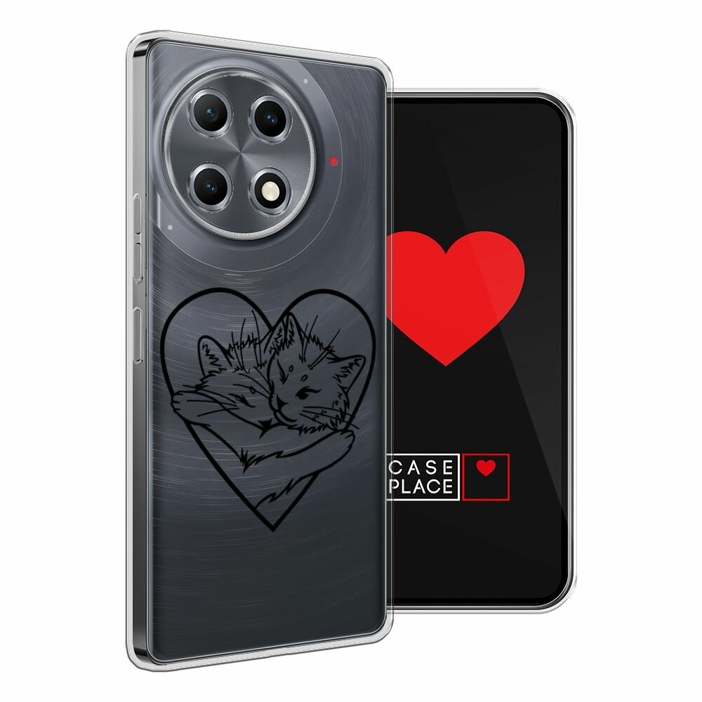 Чехол на Tecno Camon 30S / Текно Камон 30S с принтом "Влюблённые котики рисунок 3 - 14 февраля", прозрачный — фото 1
