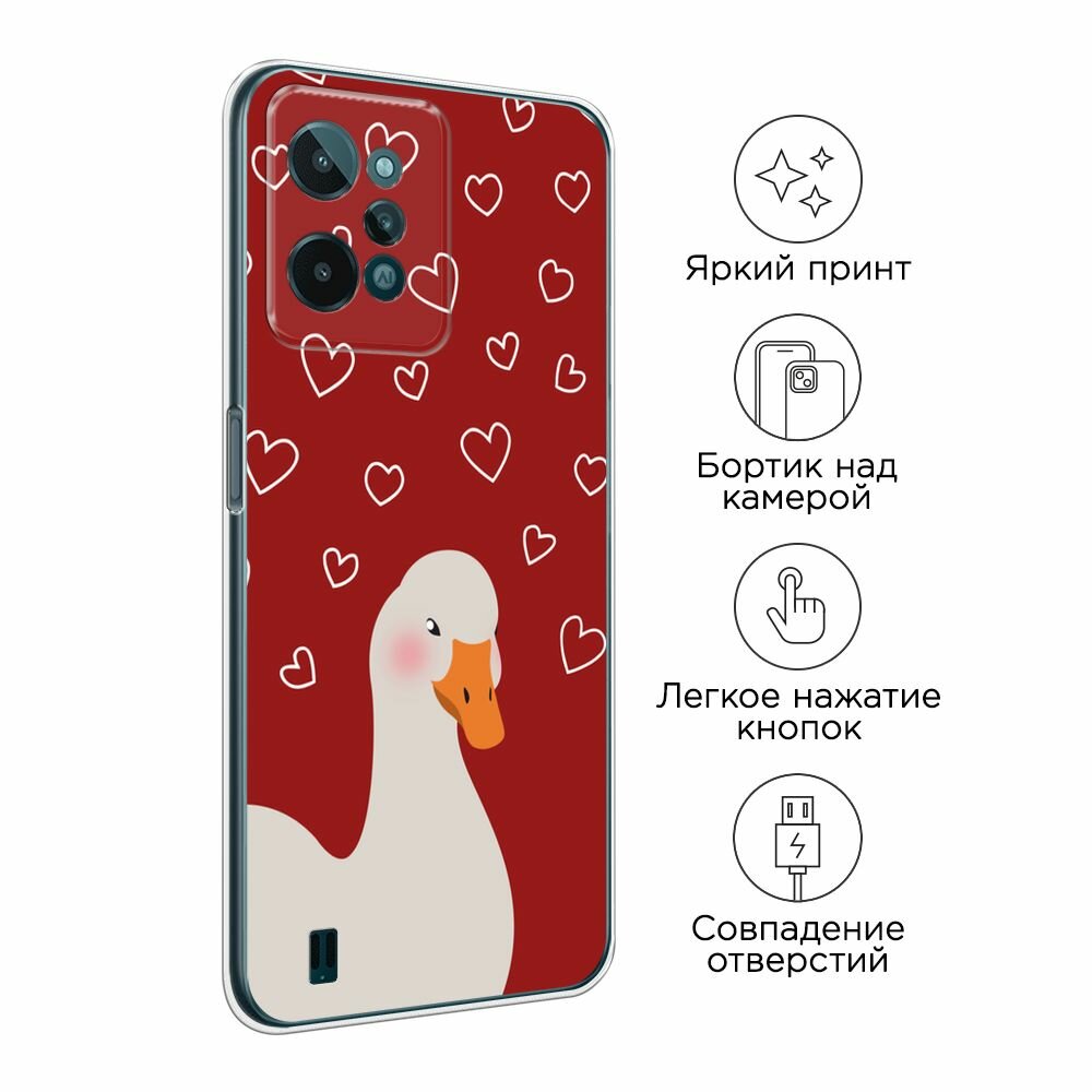 Чехол на Realme C31 / Реалми C31 с принтом "Влюблённый гусь 1 - 14 февраля" — фото 1
