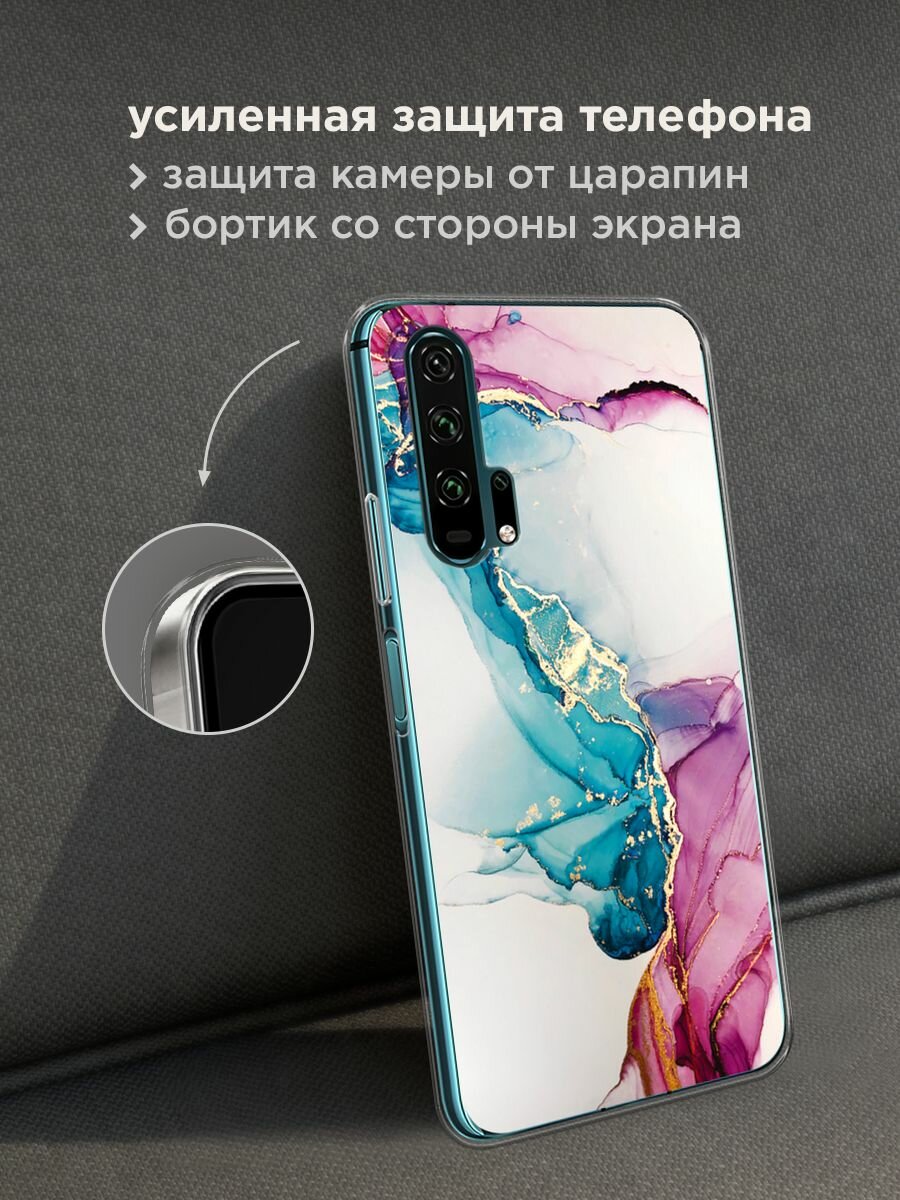 Чехол на Honor 20 Pro / Хонор 20 Про с принтом "Розовые разводы рисунок" — фото 1