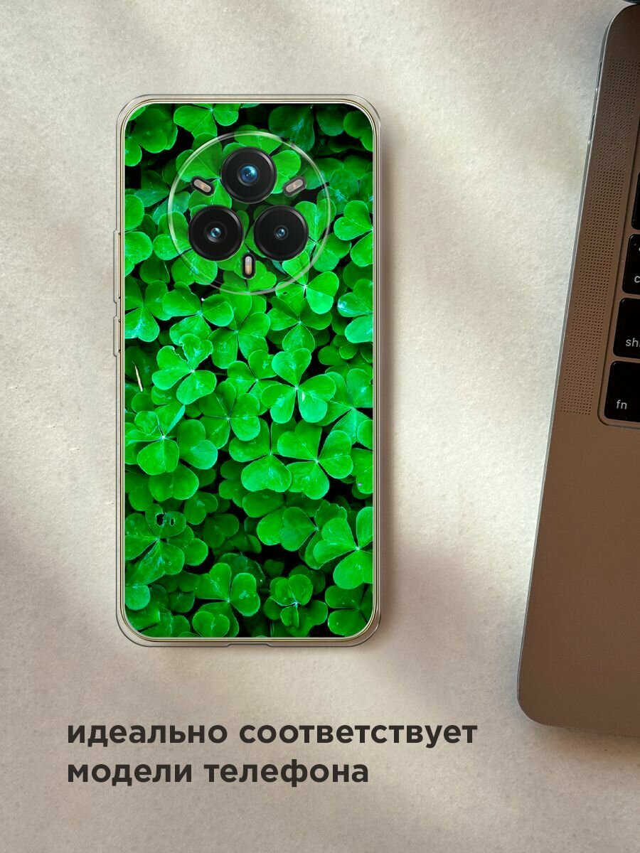 Силиконовый чехол на Realme 14 Pro+ / Реалми 14 Про+ с принтом "Клевер" — фото 1