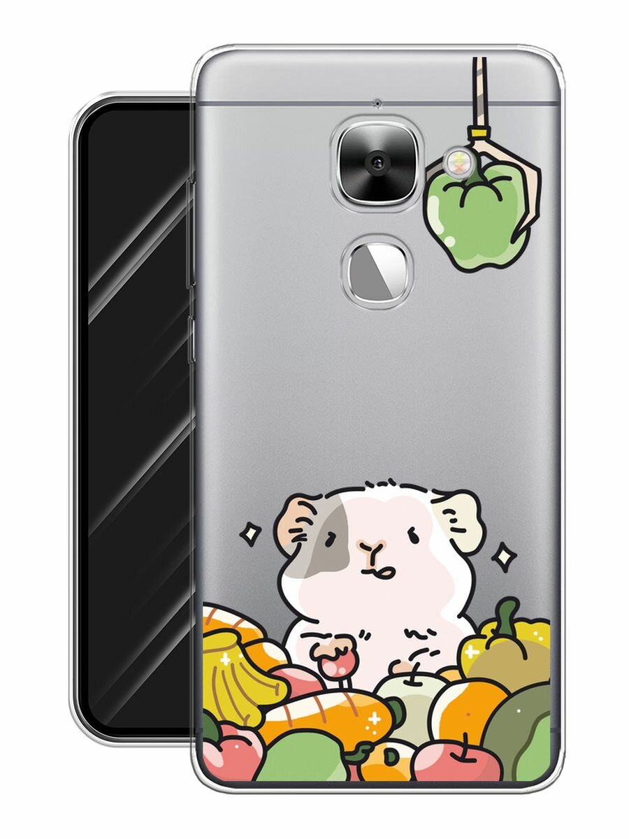 Чехол на LeEco Le 2/2 pro / Лееко Ле 2/2 про с принтом "Пирующая морская свинка", прозрачный — фото 1