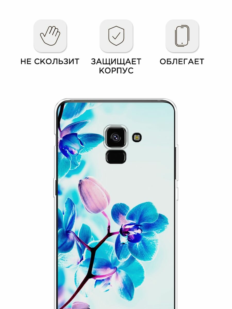 Чехол на Samsung Galaxy A8 + / Самсунг Галакси А8 Плюс 2018 с принтом "Голубая орхидея" — фото 1