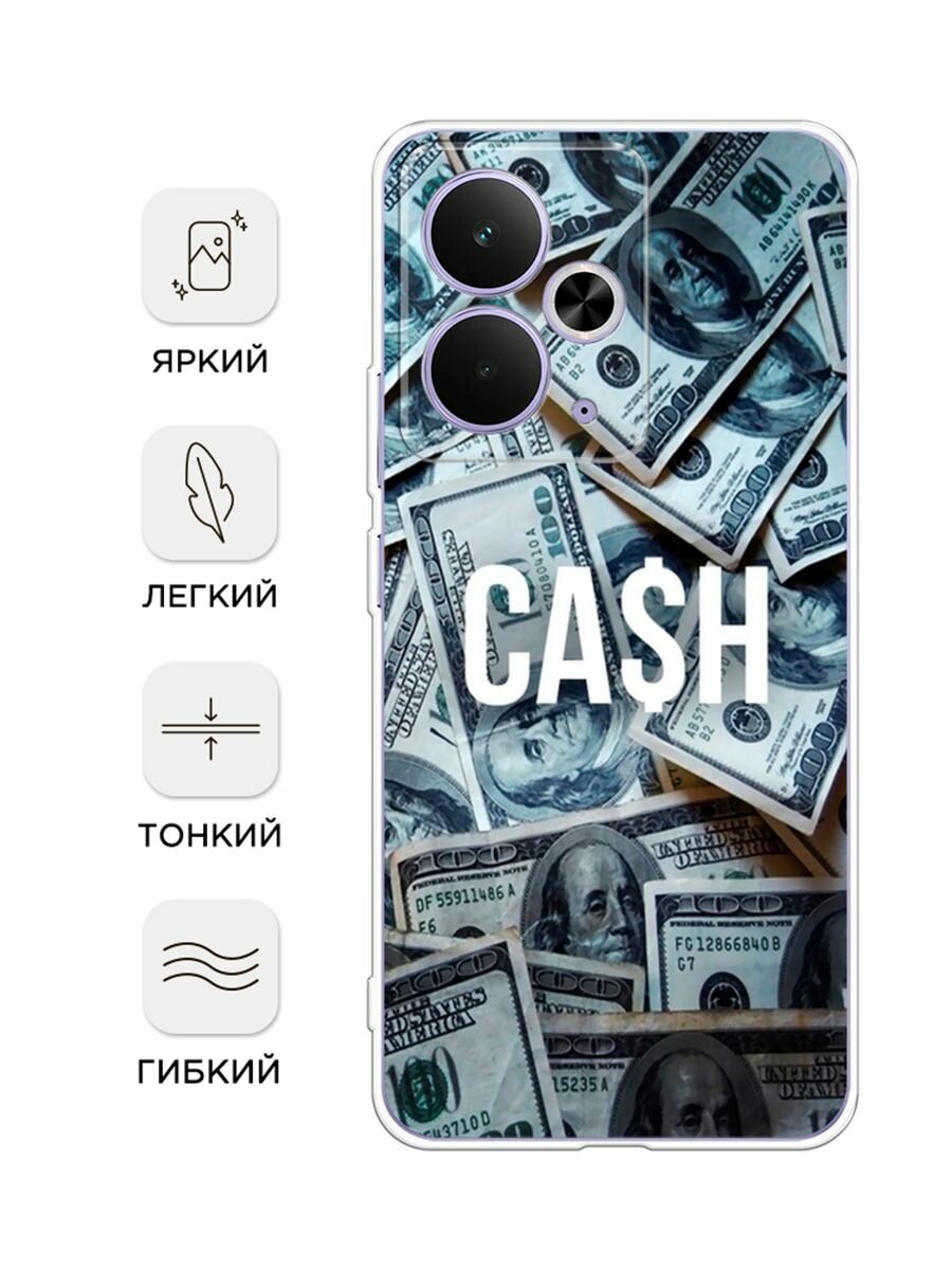 Силиконовый чехол на Realme 14T / Реалми 14Т с принтом "Cash" — фото 1