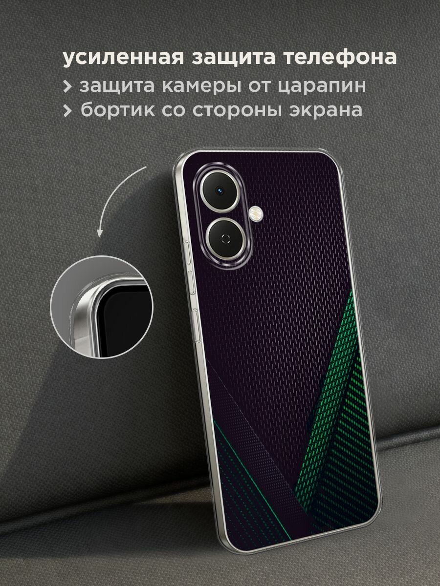 Чехол на Tecno Spark Go 2 / Текно Спарк Го 2 с принтом "Зеленый карбон" — фото 1