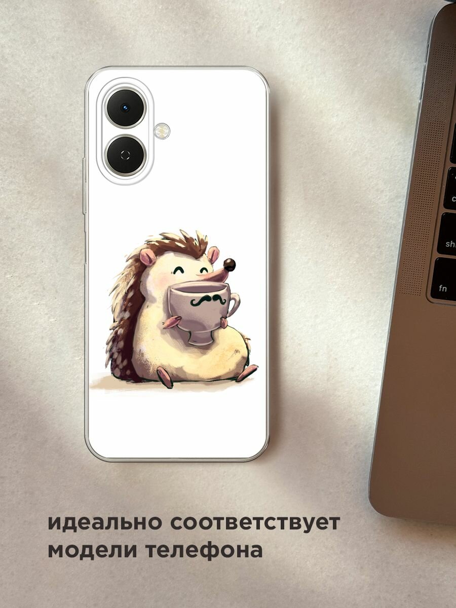 Чехол на Tecno Spark Go 2 / Текно Спарк Го 2 с принтом "Еж кофеман" — фото 1