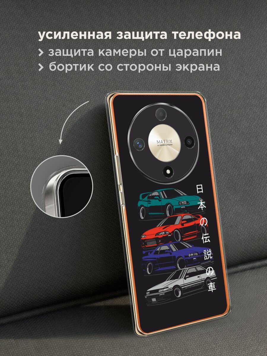 Силиконовый чехол на Honor X9b / Хонор X9B с принтом "JDM Legend cars" — фото 1