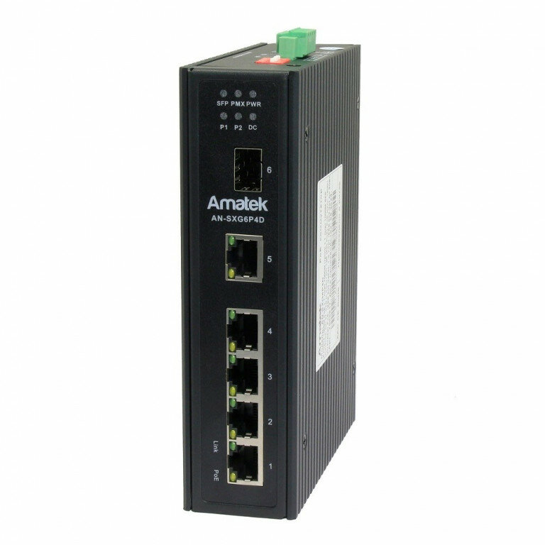 AN-SXG6P4D Amatek Коммутатор промышленный 6-портовый гигабитный с Hi-PoE до 180Вт