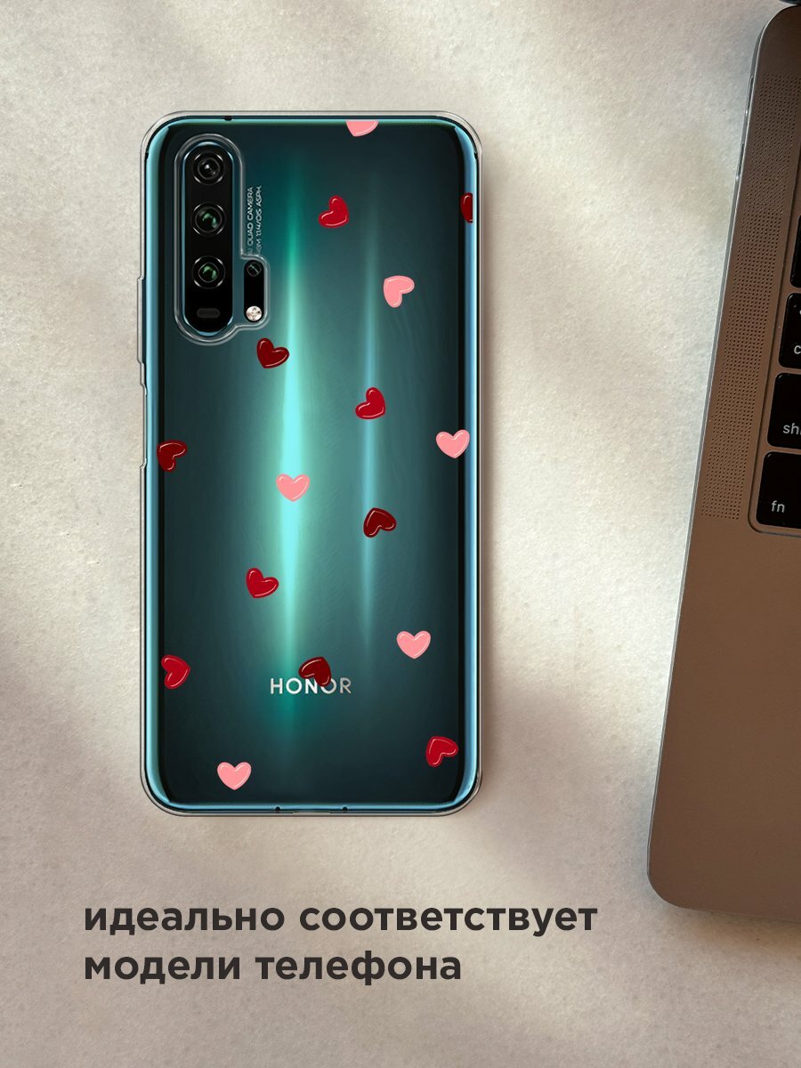 Чехол на Honor 20 Pro / Хонор 20 Про с принтом "Бордовые сердечки 2" — фото 1