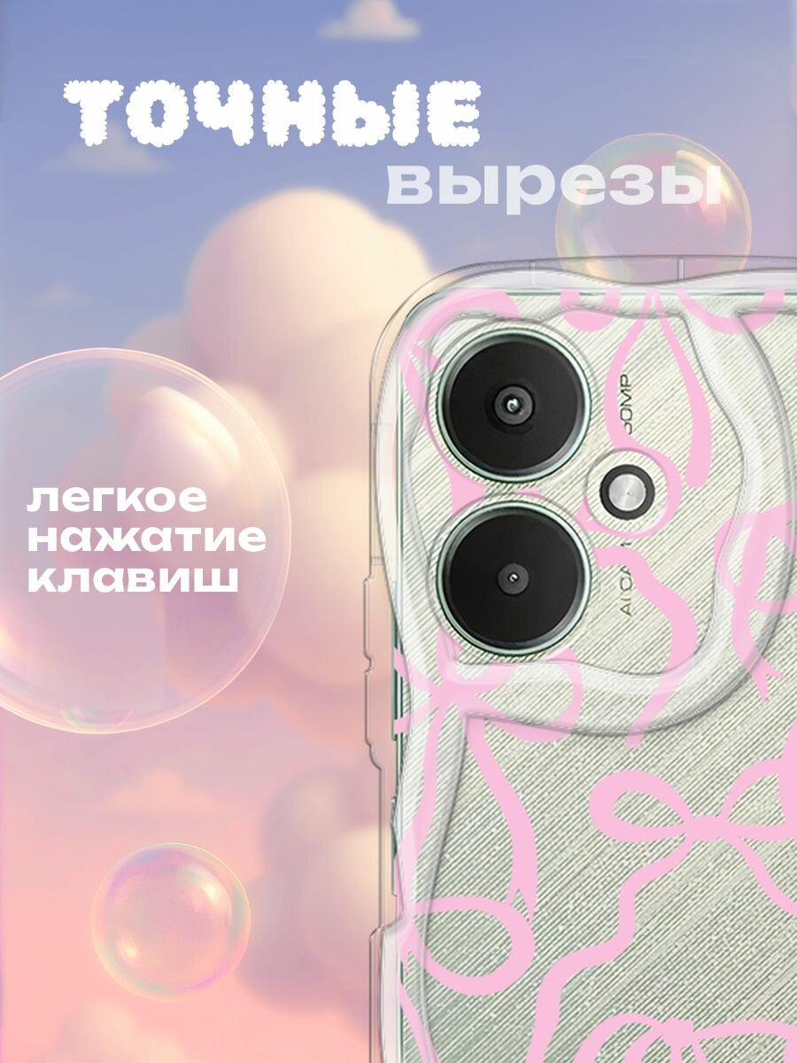 Чехол на Xiaomi Redmi 13C/Poco C65 / Редми 13C/Поко C65 с принтом "Розовый бант паттерн" — фото 1