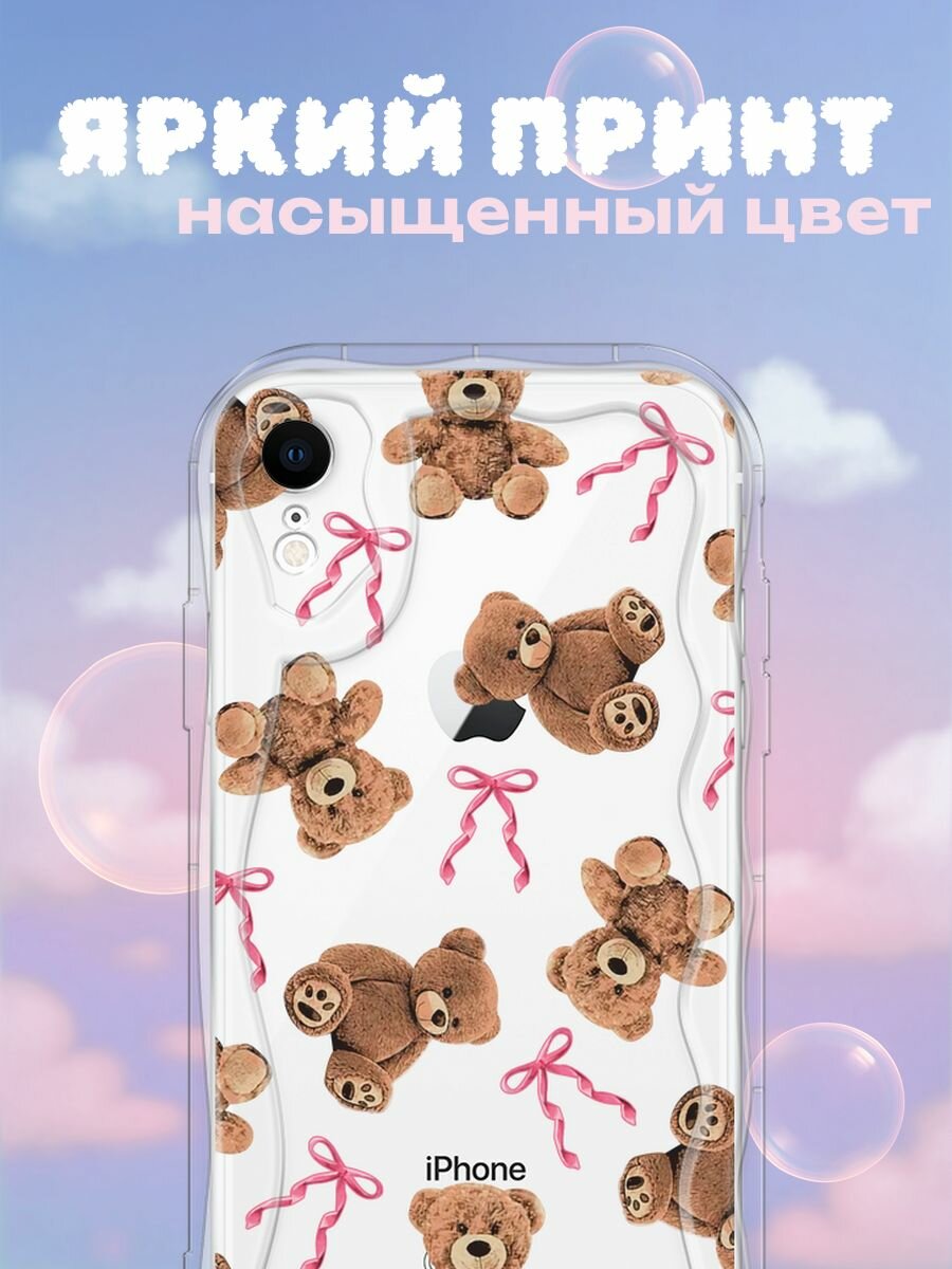 Чехол на Apple iPhone XR / Айфон XR с принтом "Мишки и бантики" — фото 1