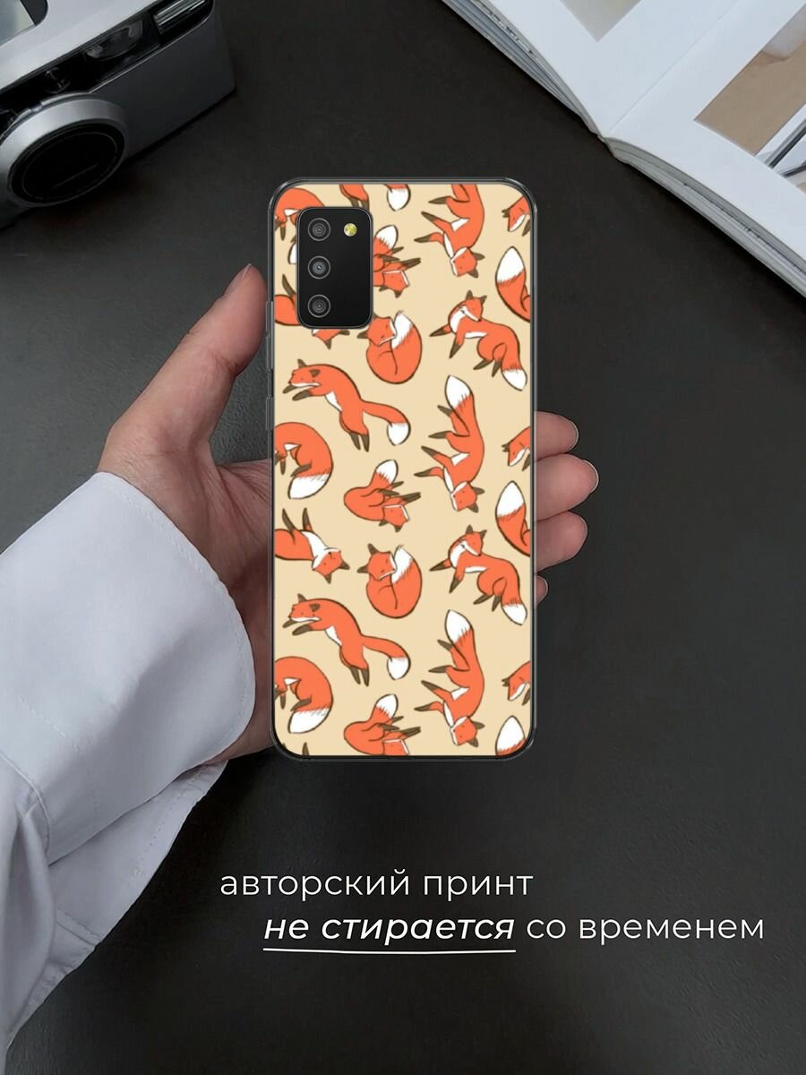 Чехол на Samsung Galaxy A02s / Самсунг Галакси A02s с принтом "Лисички фон" — фото 1