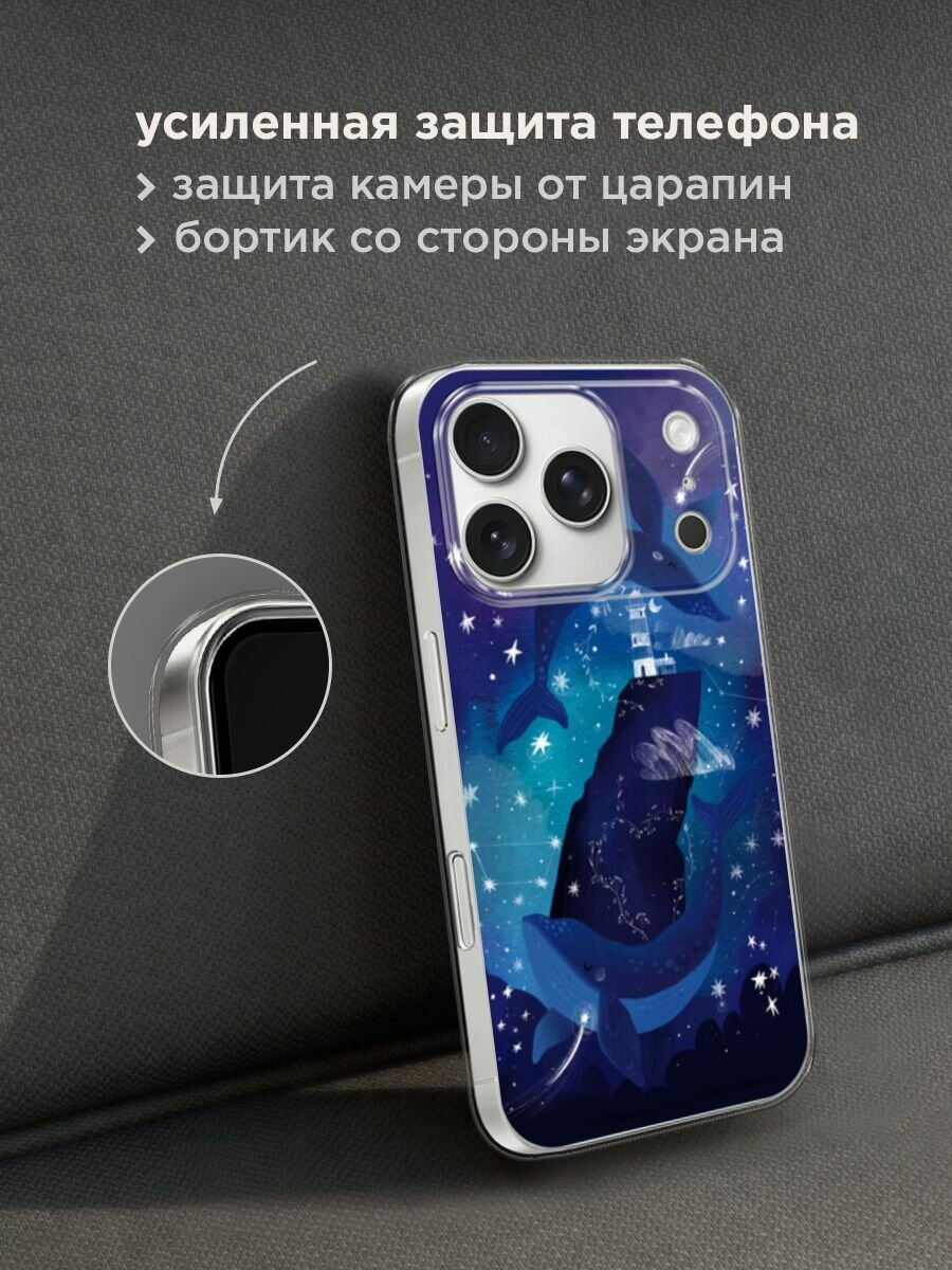 Чехол на Apple iPhone 17 Pro / Айфон 17 Про с принтом "Ночные киты" — фото 1