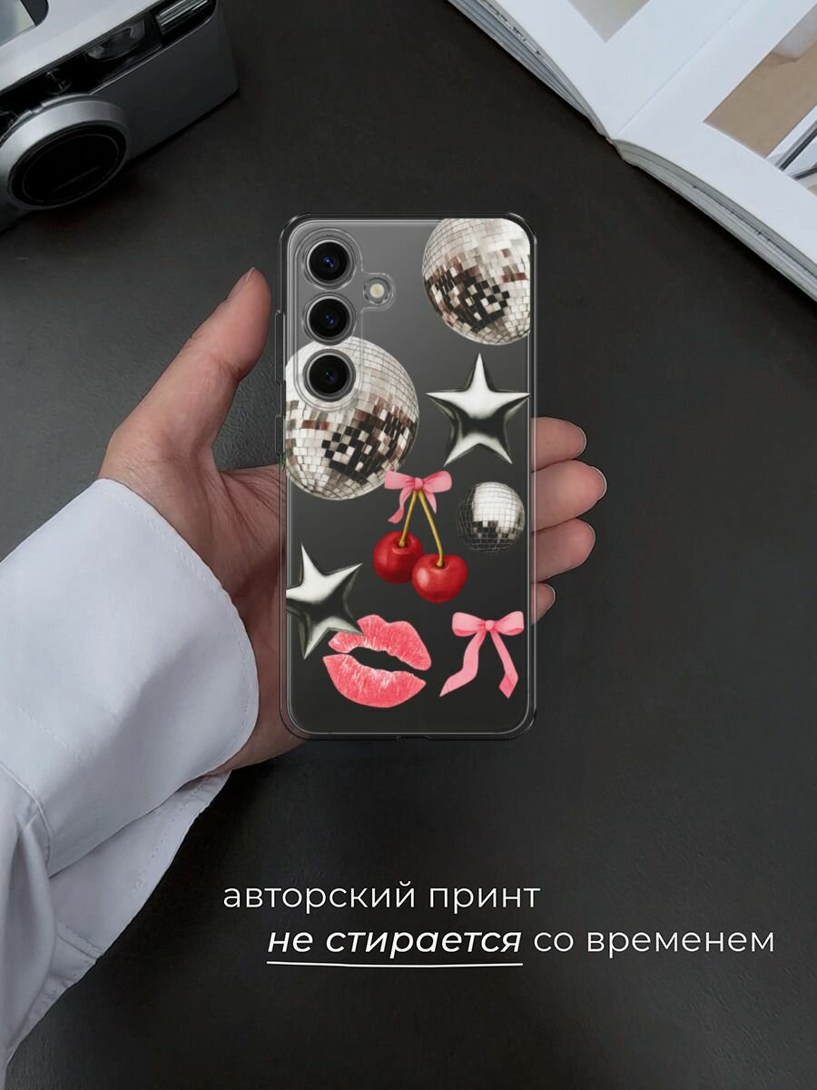 Чехол на Samsung Galaxy S25 / Самсунг S25 с принтом "Стильная подборка", прозрачный — фото 1