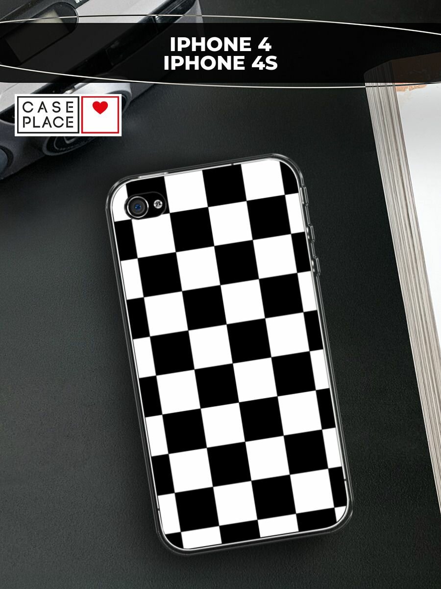 Чехол на Apple iPhone 4/4S / Айфон 4/4S с принтом "Шахматная доска"