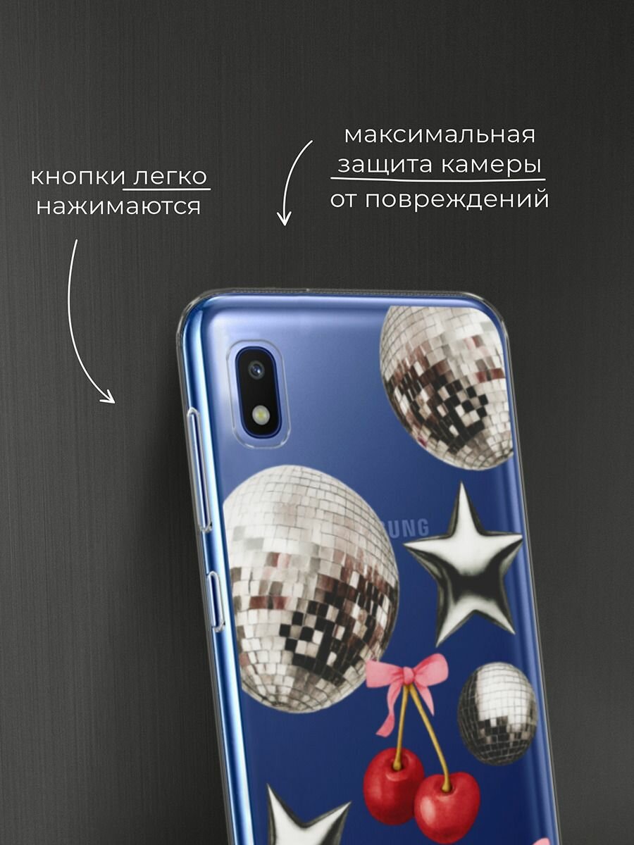 Чехол на Samsung Galaxy A10 / Самсунг Галакси А10 с принтом "Стильная подборка", прозрачный — фото 1