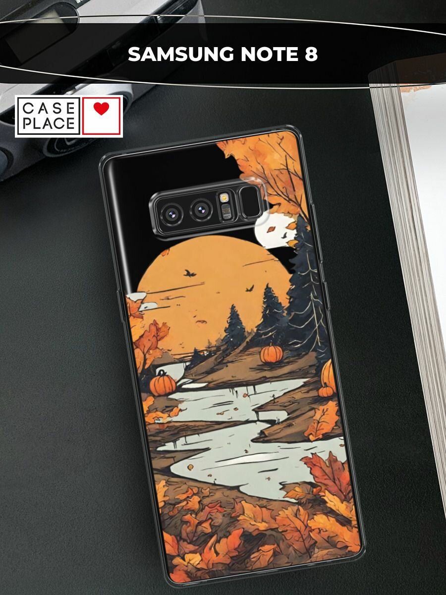 Чехол на Samsung Galaxy Note 8 / Самсунг Галакси Нот 8 с принтом "Осенний лесной уголок", прозрачный