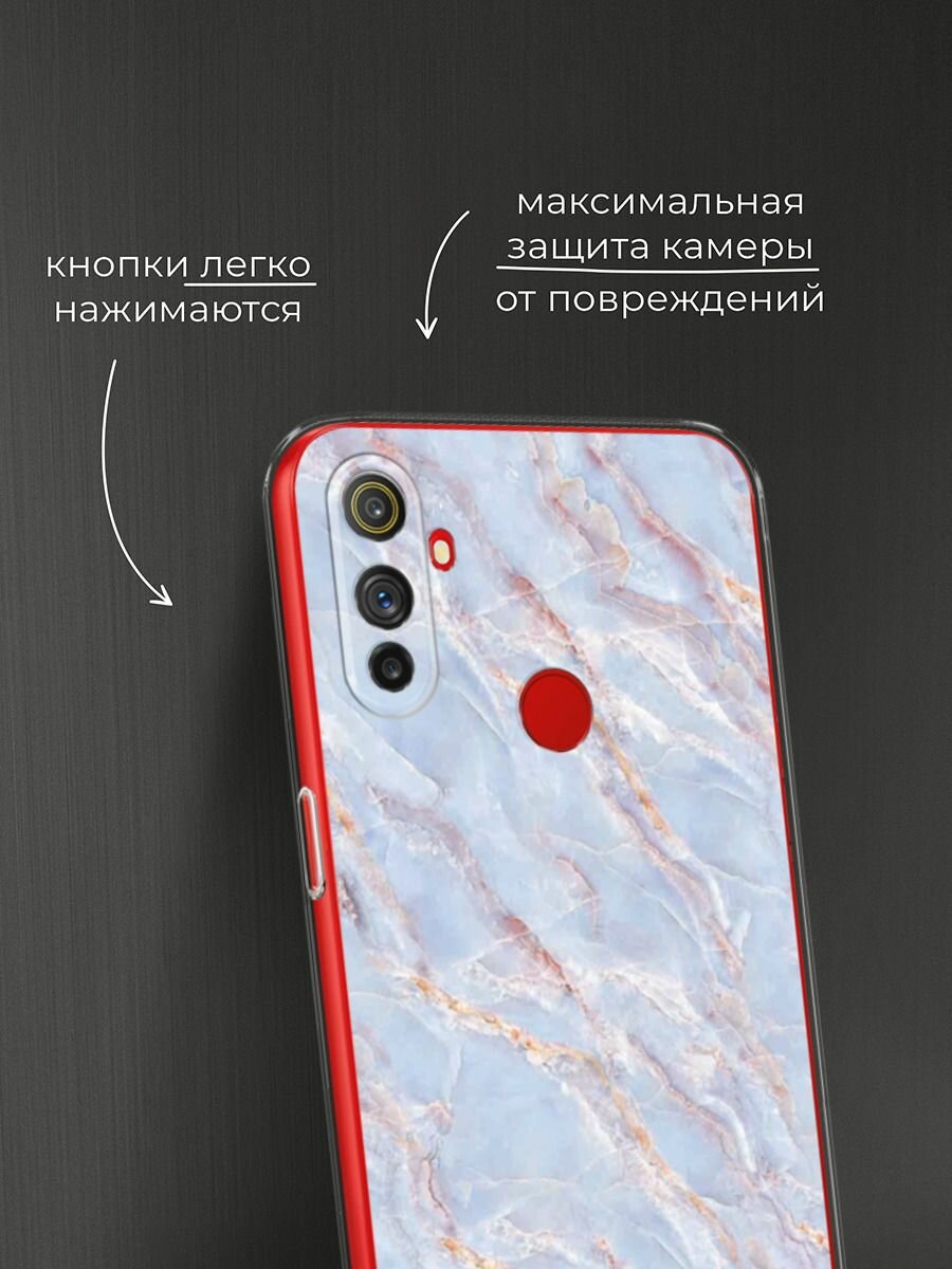 Силиконовый чехол на Realme C3 / Реалми C3 с принтом "Сиреневый мрамор" — фото 1