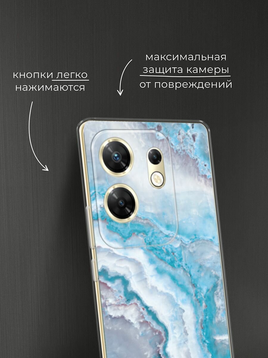 Чехол на Infinix Zero 30 4G / Инфиникс Зеро 30 4G с принтом "Нежно-голубой мрамор" — фото 1