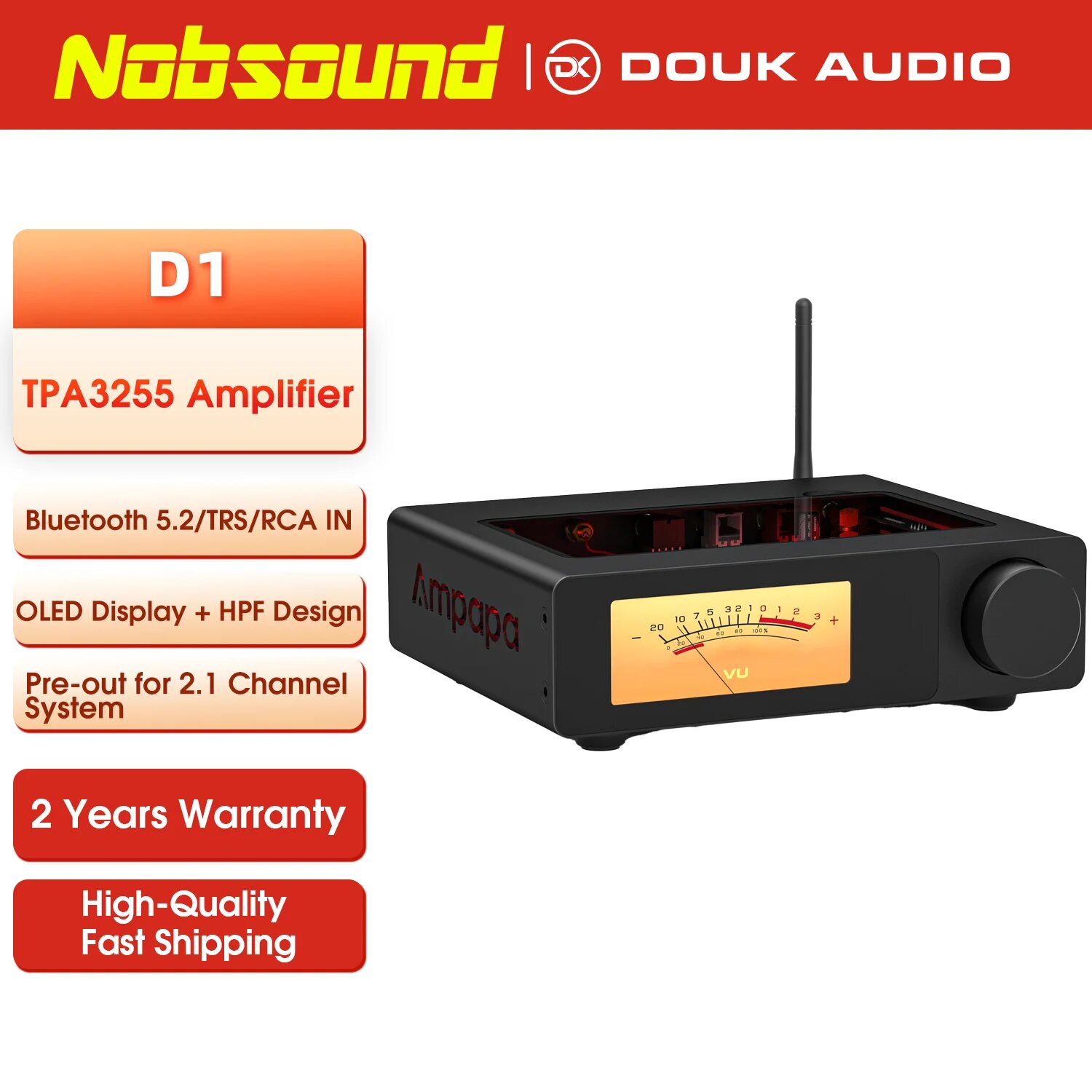 Nobsound D1 Bluetooth 5.2 Усилитель