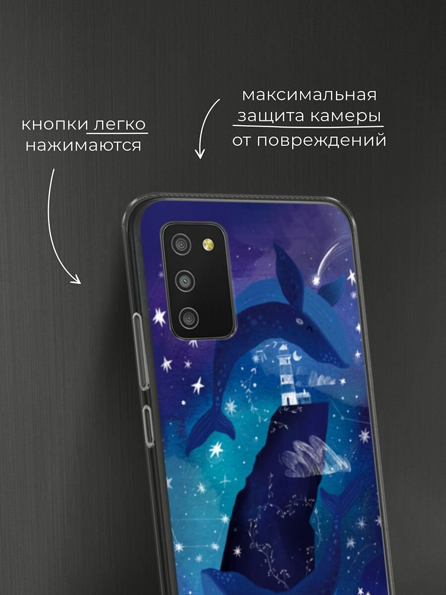 Чехол на Samsung Galaxy A02s / Самсунг Галакси A02s с принтом "Ночные киты" — фото 1