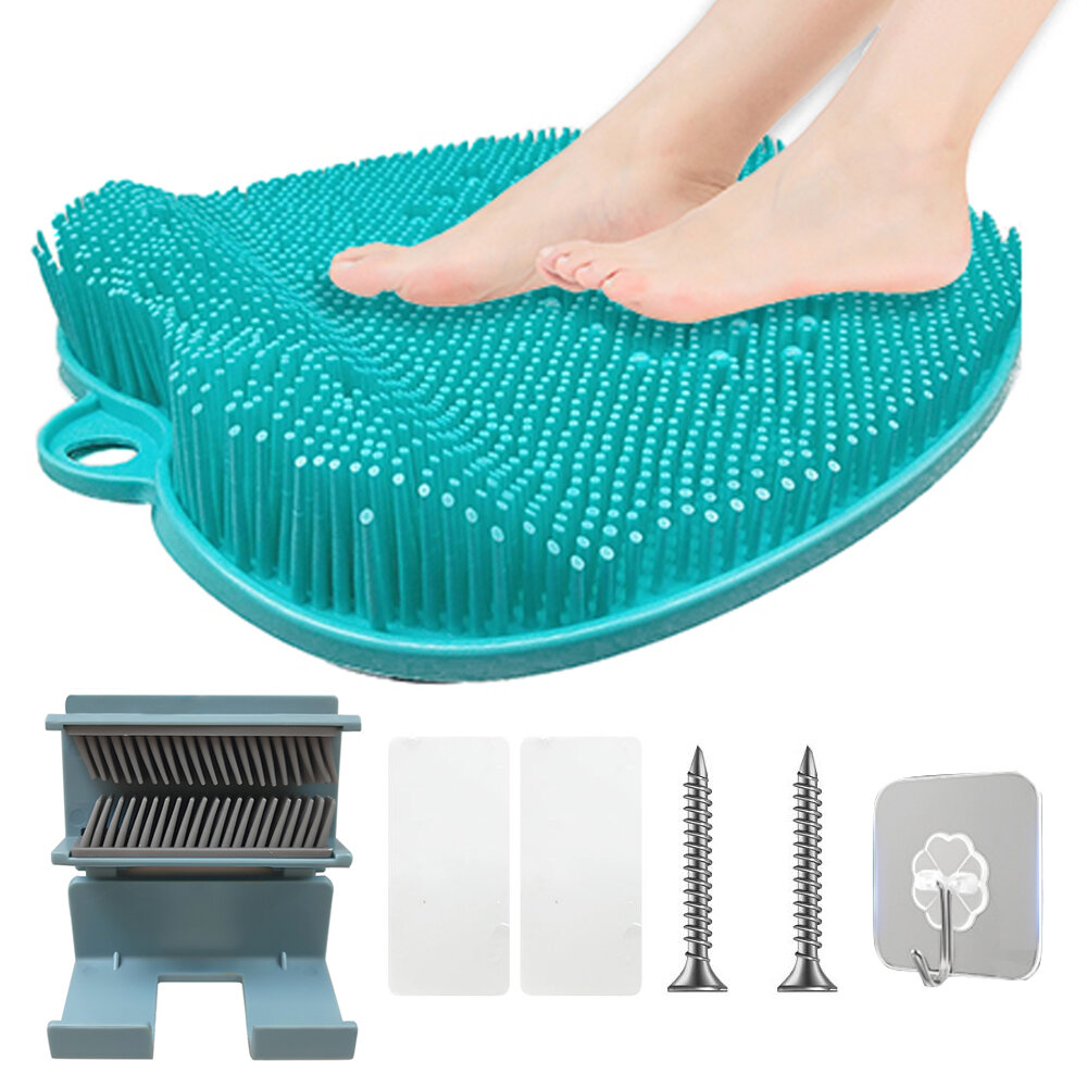 Душ Скребок для ног Массажер для ног с антискользящими присосками Коврик для чистки ног без изгибов для ухода за ногами Массаж Очистка 1 шт Бесшовные крючки и ловушка для волос в душе