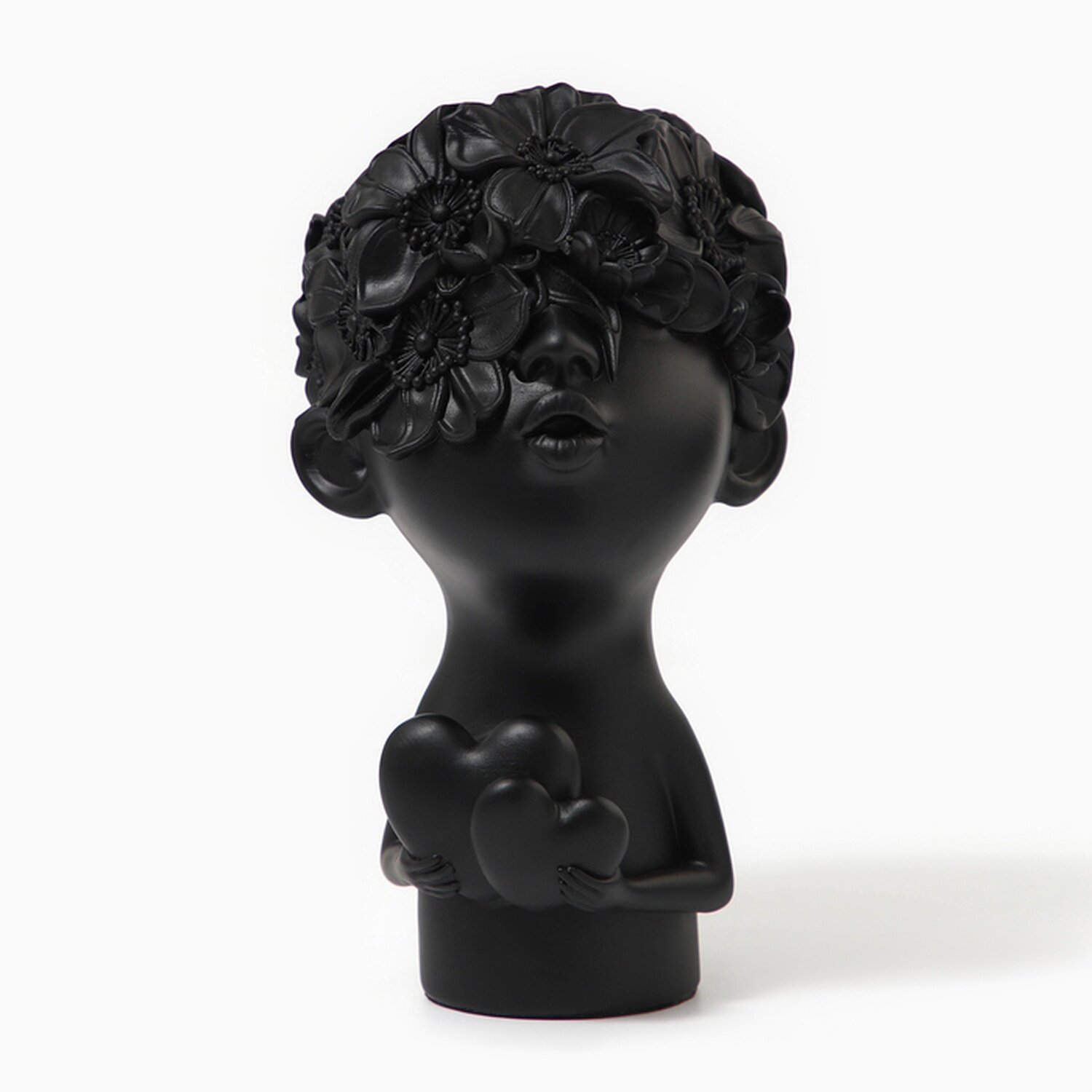 Бюст полистоун "Фигура: Человек с сердцем", 12 х 6,5 х 22 см, цвет чёрный