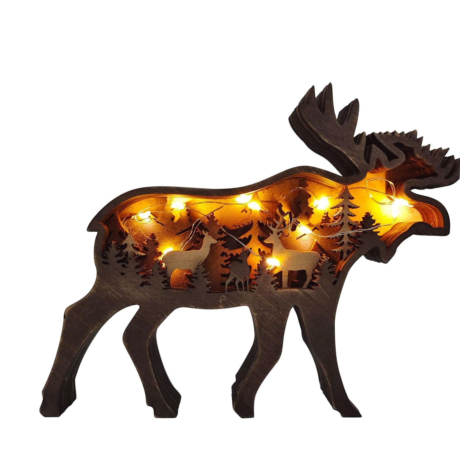 Многослойный резной деревянный орнамент, деревянная резьба, животное, настенное искусство, украшение для домашнего рабочего стола