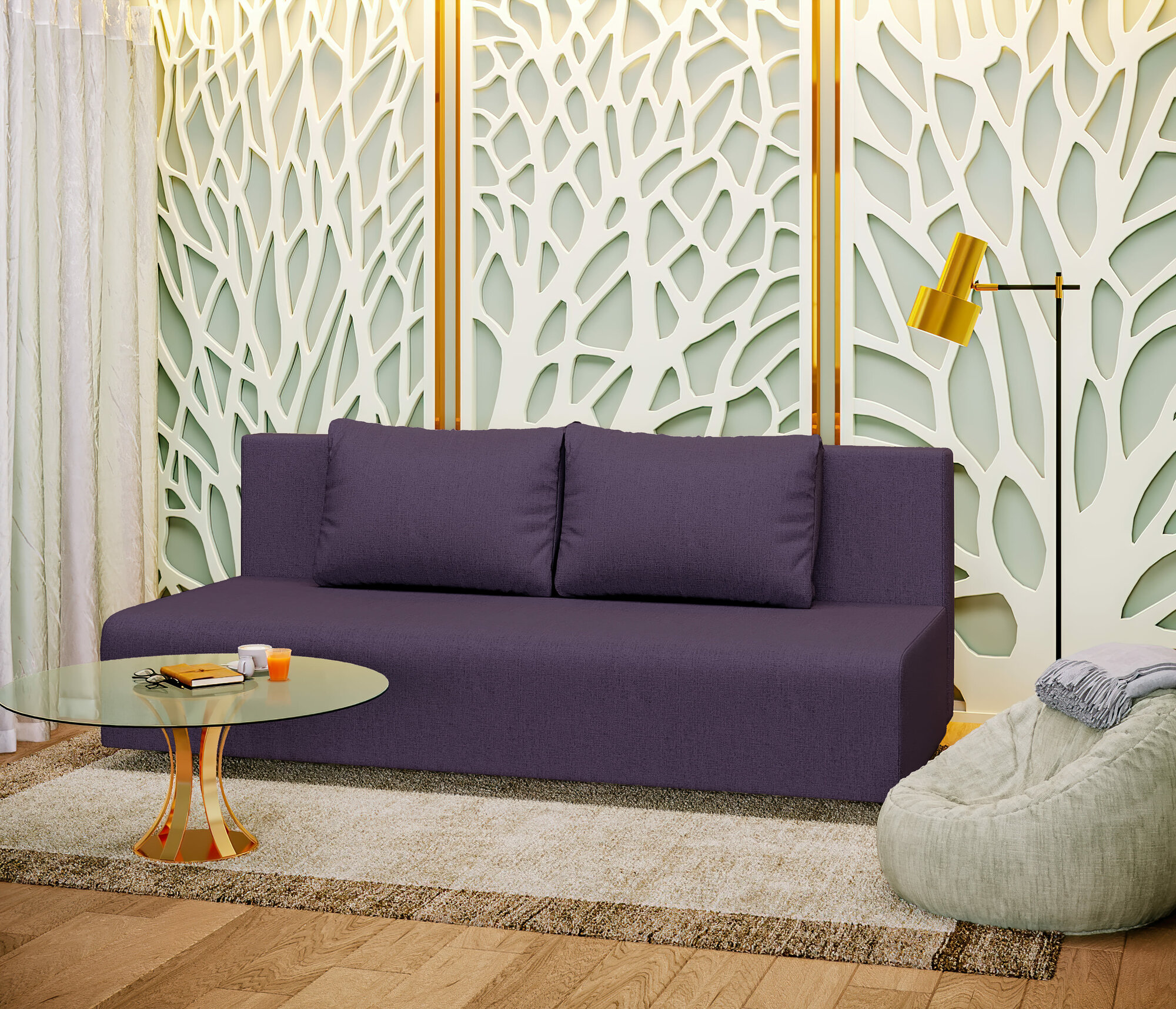 Диван Парма прямой, еврокнижка, рогожка саванна виолет , ППУ